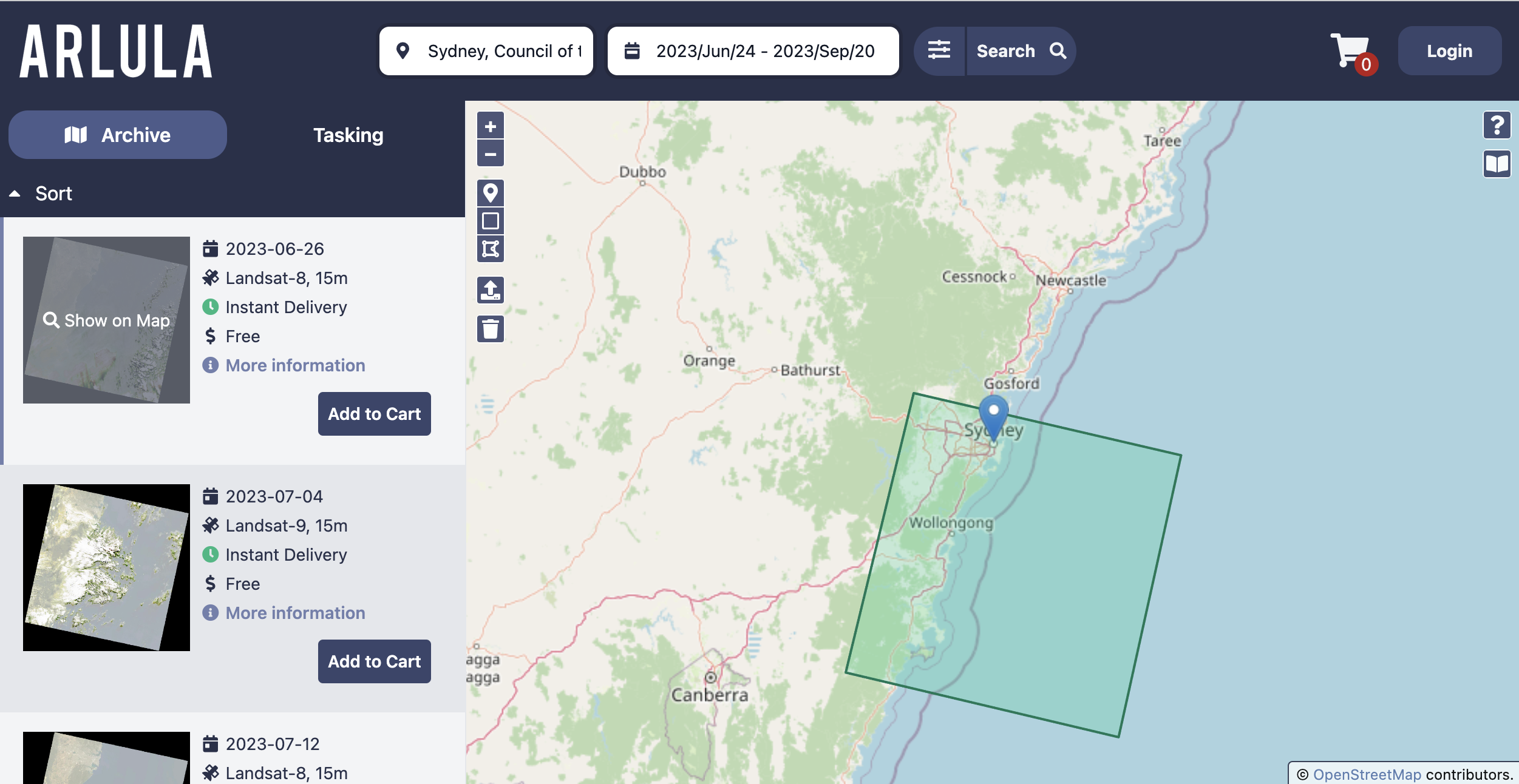 Navigating the Archive Imagery Search Platform - Arlula
